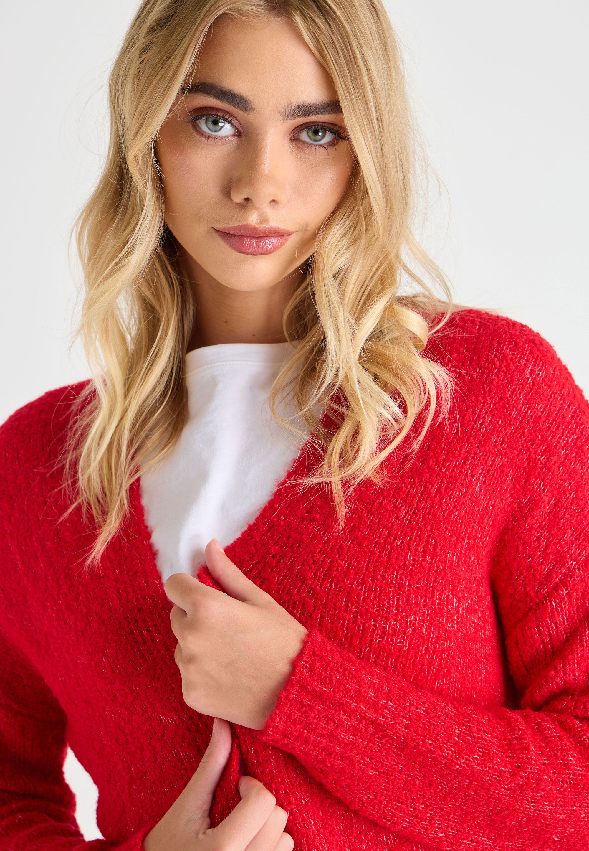 Womens red cardigan store